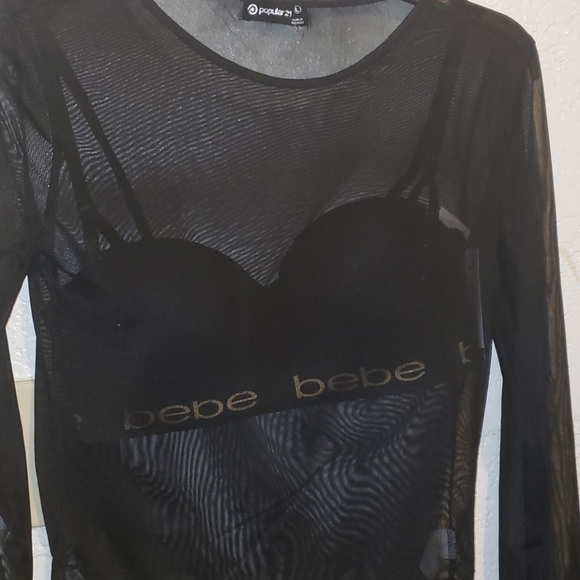 popular 21 | Tops | Transparent Mesh Long Sleeve See Thru Top | Poshmark